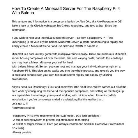 how to create a minecraft server for the raspberry pi four with