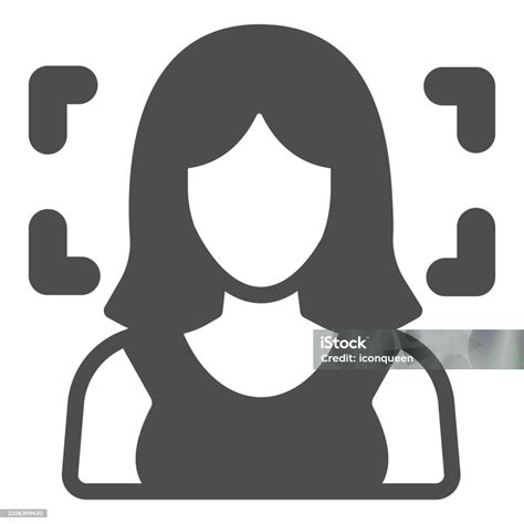 조수 여자 정체성 고체 아이콘 신경망 개념 벡터 그래픽입니다 사람 얼굴 인식 프로그램 흰색 배경에 교육 기호 모바일 또는 웹 디자인용 글리프 스타일 아이콘 It 지원에 대한