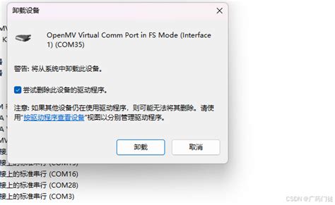 openmv的端口被拆分为两个 导致电脑无法访问openmv文件系统解决办法 openmv USB功能改动 openmv驱动被更改如何修复