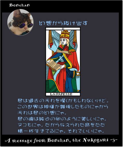 『幻想から抜け出す』｜弟ヌコ神ぼんちゃんのタロット ワンオラクル 女教皇【3】 小鳥遊陽柊（たかなしはるひ） 占い鑑定room