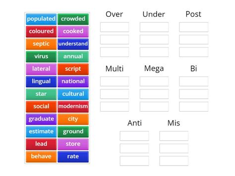 Word Building Prefixes Group Sort