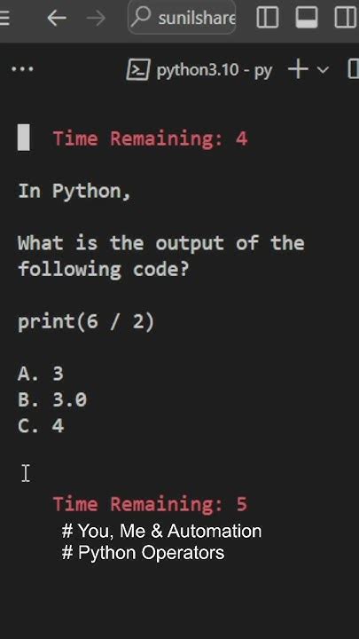 Python Quiz Pythonquiz Pythonoperators Learningpython Youtube
