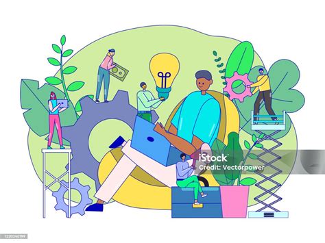 창의적인 아이디어 브레인 스토밍 개념 작은 사람들 만화 캐릭터 벡터 일러스트 개념에 대한 스톡 벡터 아트 및 기타 이미지 개념 개발 경영자 Istock