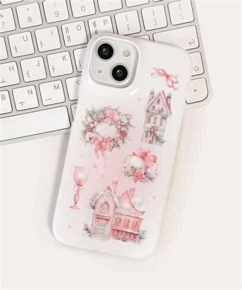 겨울 크리스마스 핑크 발레코어 유광 하드 아이폰 갤럭시 노트 핸드폰 케이스 폰케이스 에이블리