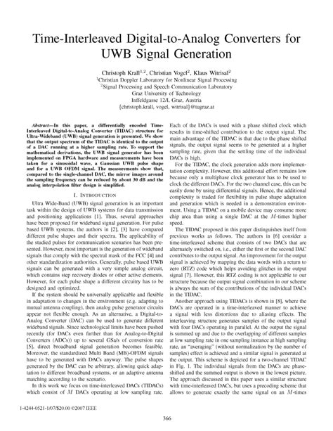 Pdf Time Interleaved Digital To Analog Converters For Uwb Signal Generation