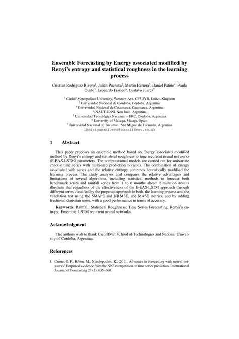 Pdf Ensemble Forecasting By Energy Associated Modified By Renyis