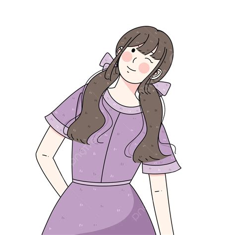 보라색 옷을 입은 귀여운 소녀 귀엽다 귀여운 소녀 한국어 Png 일러스트 및 Psd 이미지 무료 다운로드 Pngtree