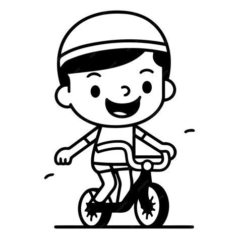 Мальчик из мультфильма едет на велосипеде Премиум Ai сгенерированный вектор