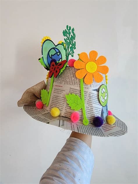 Earth Day Crazy Hat Manualidades Sombreros Con Material Reciclado