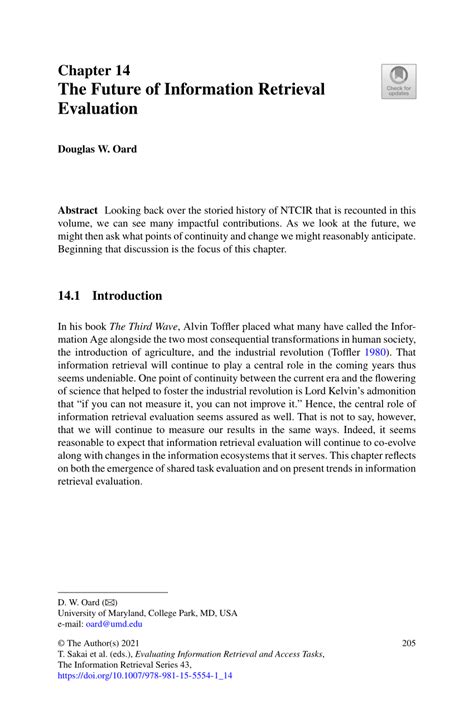 Pdf The Future Of Information Retrieval Evaluation