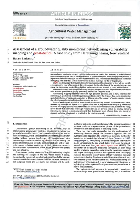 Pdf Assessment Of A Groundwater Quality Monitoring Network Using Vulnerability Mapping And