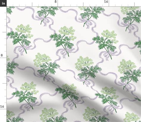 Hydrangea And Bow Lavender And Emerald 6 Fabric Spoonflower