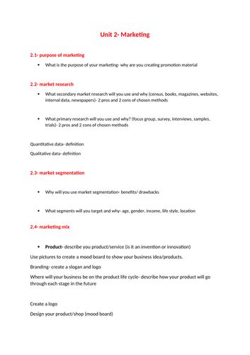 Marketing Project Teaching Resources