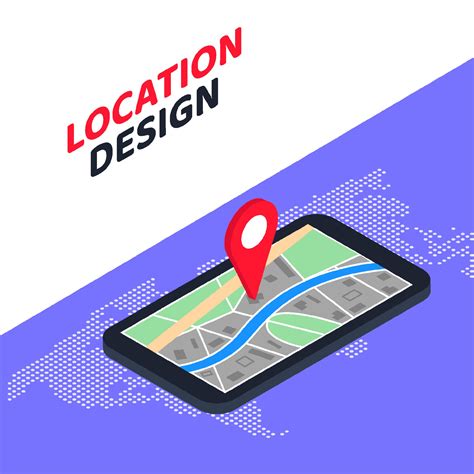 3d Isometric Mobile Gps Navigation Concept Location Design Vector