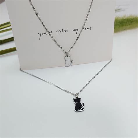 꽃별 고양이 목걸이 써지컬 써지컬스틸 체인 여자친구 기념일 선물 우정템 커플23 Hn015