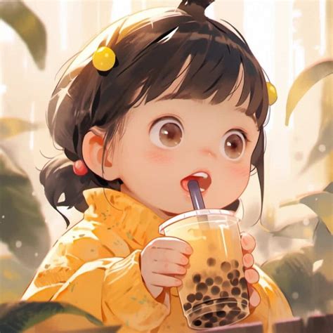 可爱女孩喝奶茶ai绘制头像 漂亮的奶茶妹妹女生头像
