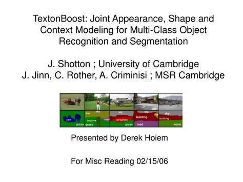 Ppt Presented By Derek Hoiem For Misc Reading 021506 Powerpoint