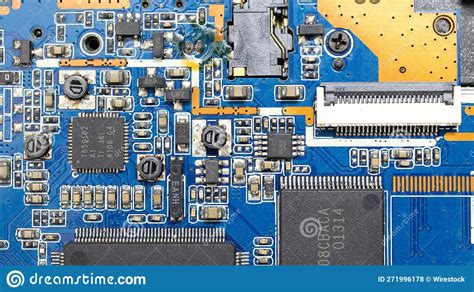 The Close Up View Of A Computer Motherboard With Many Parts Editorial
