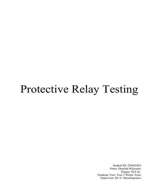 Protective Relay Testing