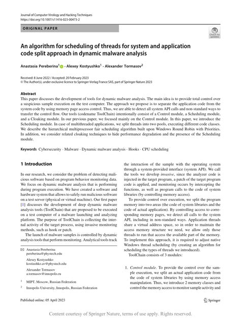 An Algorithm For Scheduling Of Threads For System And Application Code Split Approach In Dynamic