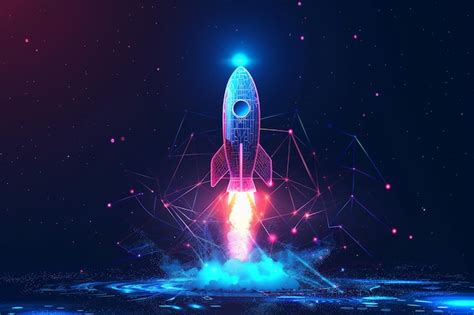 Rocket Launch Technology Mesh Business Start Up Generative Ai Premium