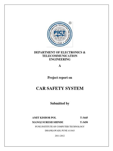 A Project Report On Car Safety System Compress Pdf Rectifier Power Supply