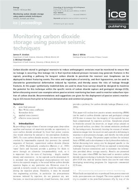Pdf Monitoring Co2 Storage Using Passive Seismic Techniques