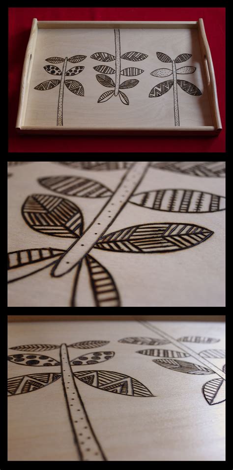 Pyrography Tray With Leaves I Really Like The Leaf Patterns Very Simple But Together Make A
