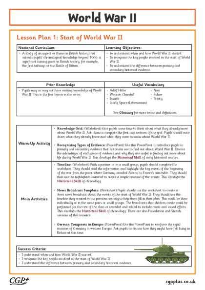 World War Ii — Lesson Plans Years 5 6 Cgp Plus