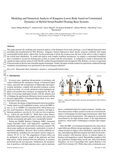 Pdf Modeling And Numerical Analysis Of Kangaroo Lower Body Based On