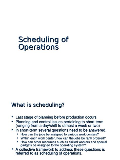 Pdf Scheduling Of Operations Dokumentips