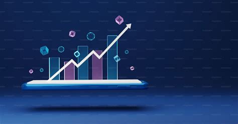 스마트폰의 증분 그래프와 화살표 무역 성장 금융 투자 시장 동향 및 디지털을 통한 투자 성장 3d 렌더링 그림입니다 사진 Unsplash의 3 차원 이미지