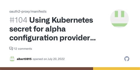 Using Kubernetes Secret For Alpha Configuration Provider Client Secret