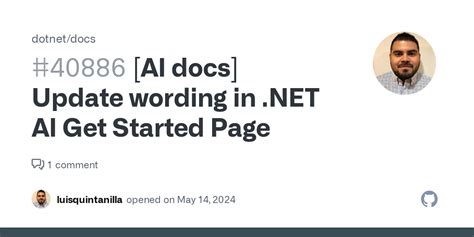 Ai Docs Update Wording In Net Ai Get Started Page · Issue 40886
