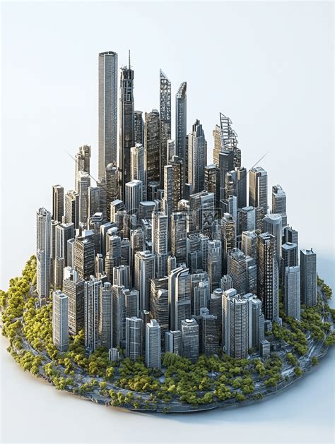抽象城市概念3d渲染图背景图片免费下载 千库网