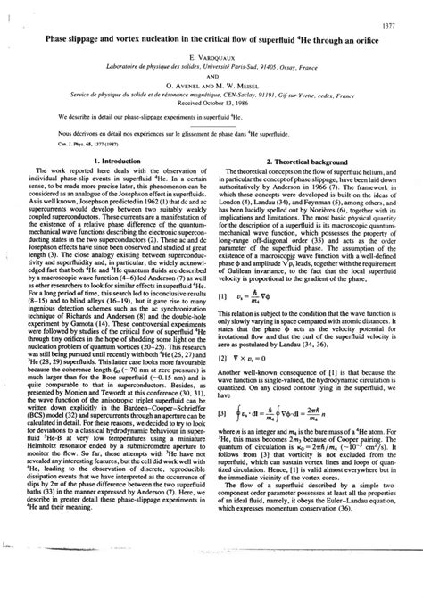 Pdf Phase Slippage And Vortex Nucleation In The Critical Flow Of Superfluid 4he Through An Orifice