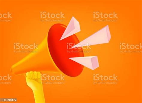 발표가있는 라우드 스피커 3d 벡터 일러스트 레이 션 3차원 형태에 대한 스톡 벡터 아트 및 기타 이미지 3차원 형태 휴대용 마이크 개념 Istock