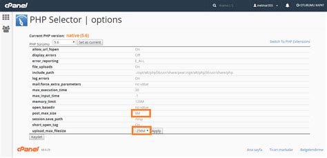Cpanel Max Upload Size ve Post Size Değerini Yükseltme