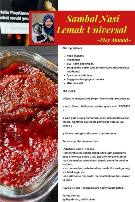 Sambal Nasi Lemak Nasi Lemak Sambal Recipe Sambal Recipe Thermomix Recipes
