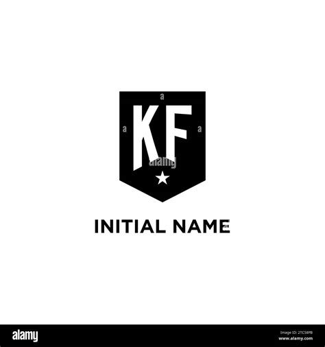 Kf Monogram Initial Logo With Geometric Shield And Star Icon Design Style Ideas Stock Vector