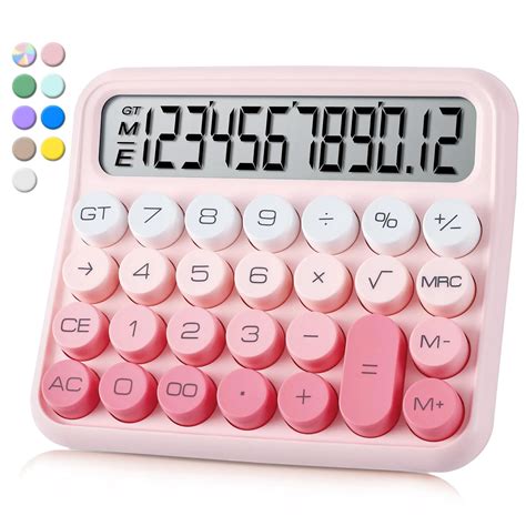 Mechanical Switch Calculator Pink Calculator Cute Digit Large Lcd Display And Buttons