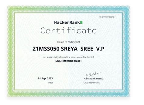 Sreya Sree On Linkedin Sqlcertified Hackerrankachievement Databaseskills
