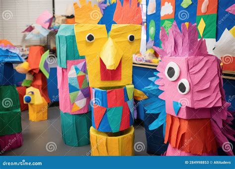 Close Up Of Various Pinata Shapes Ready To Be Decorated Stock