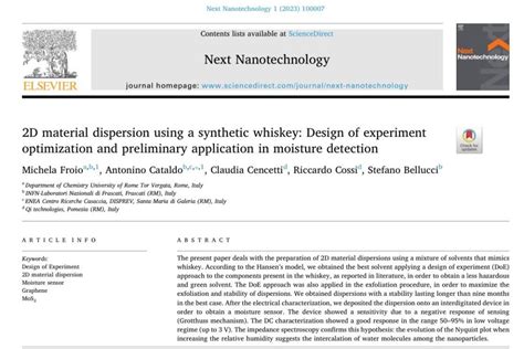 2d Material Dispersion Using A Synthetic Whiskey Design Of Experiment Optimization And