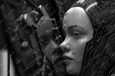 Artificial Intelligence A Cyber Human On A Brown Tones Background Premium Ai Generated Image