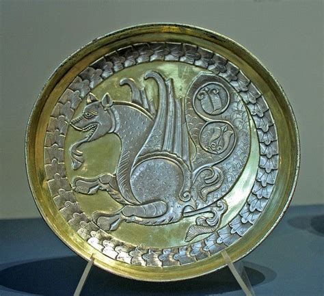 Sassanian Silver Plate With A Simurgh Ancient Persian Architecture