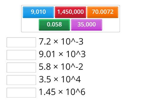 Scientific Notation Pairs Match Up