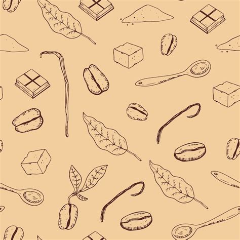 Free Vector Hand Drawn Coffee Bean Drawing Pattern