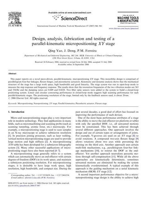 pdf design analysis fabrication and testing of a parallel kinematic