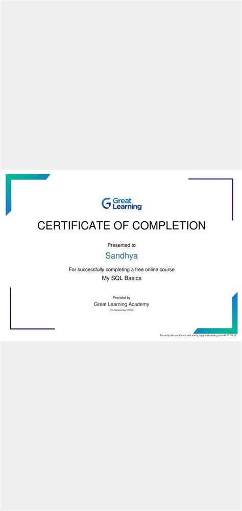 Sandhya Kothapally On Linkedin I Have Successfully Completed My Sql Basics